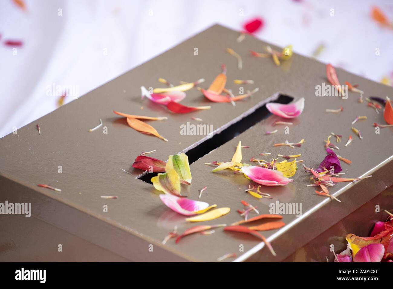 Indian sikh traditional ceremony ritual items, donation box, hands ...