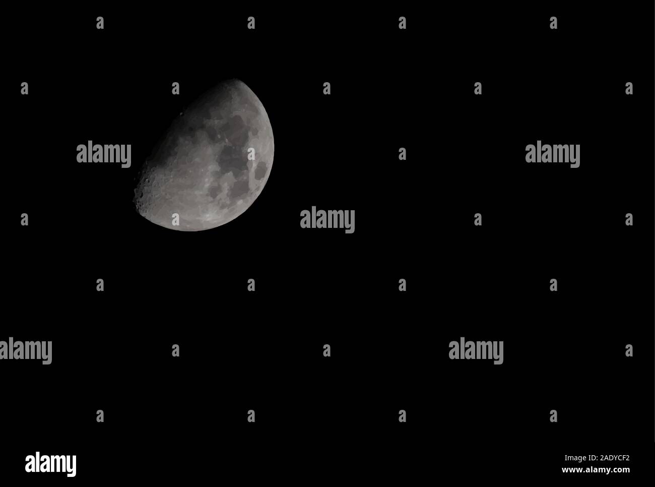 Realistic moon icon on dark night sky background, vector illustration ...