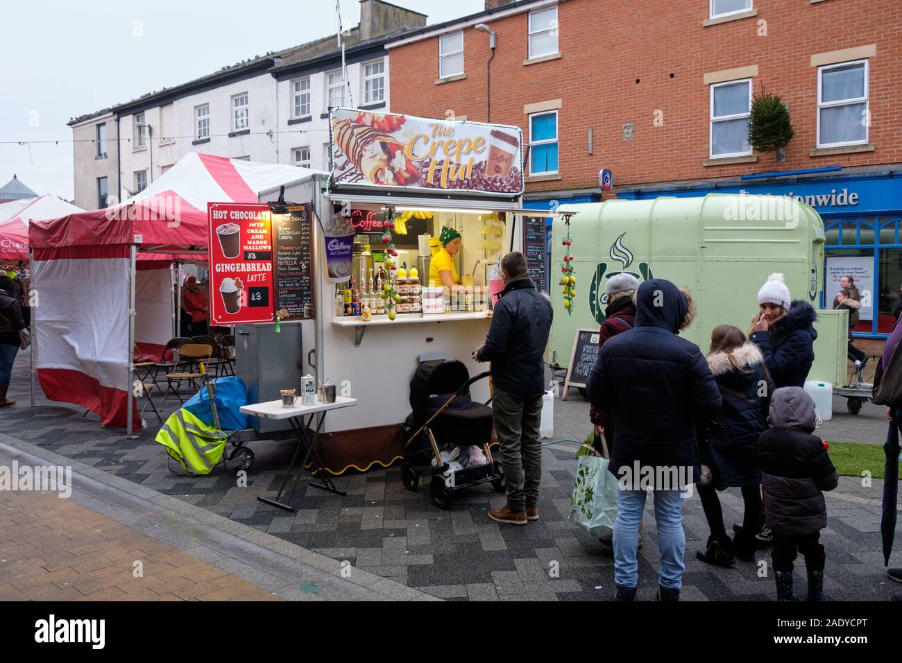 Chorley, Lancashire, England : Street food stalls at the Christmas ...