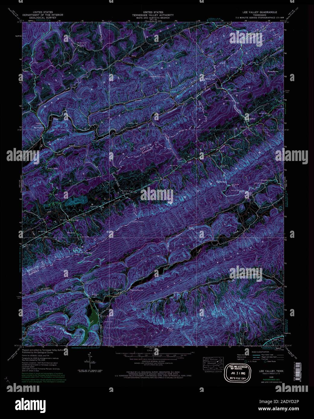 USGS TOPO Map Tennessee TN Lee Valley 149995 1939 24000 Inverted ...