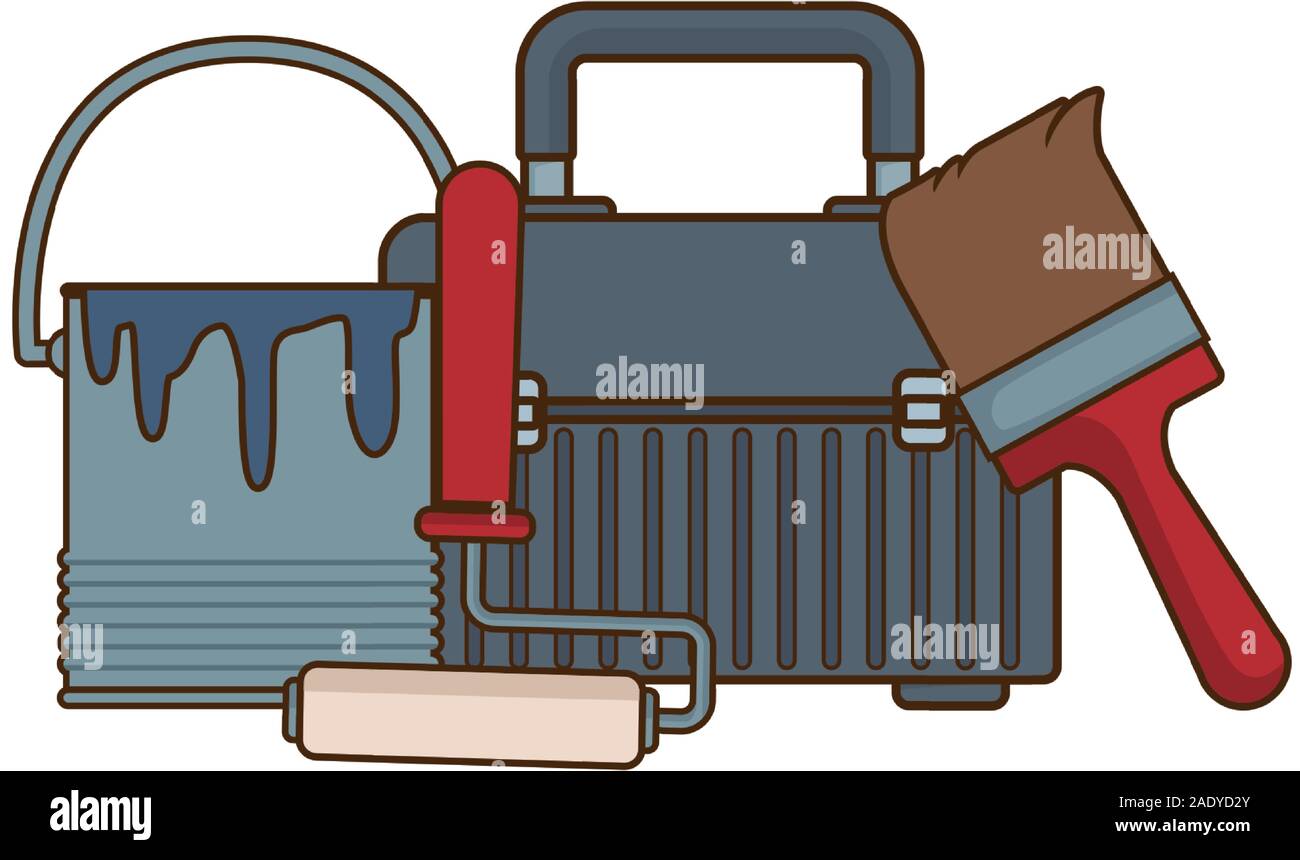 tools box with paint bucket and tools Stock Vector Image & Art - Alamy