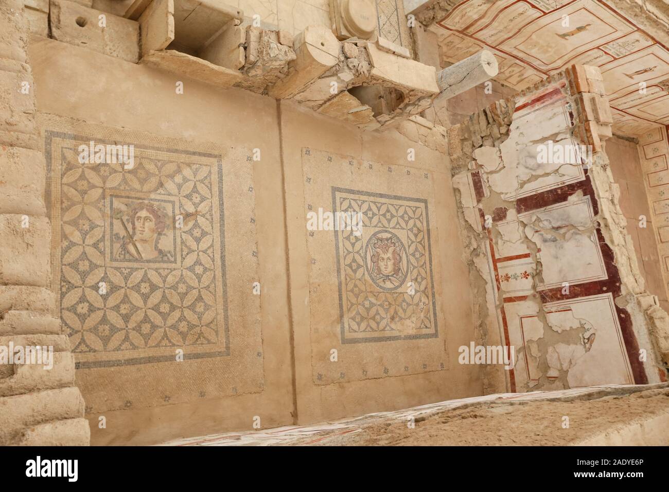 Terrace Houses in Ephesus Ancient City, Izmir City, Turkey Stock Photo ...