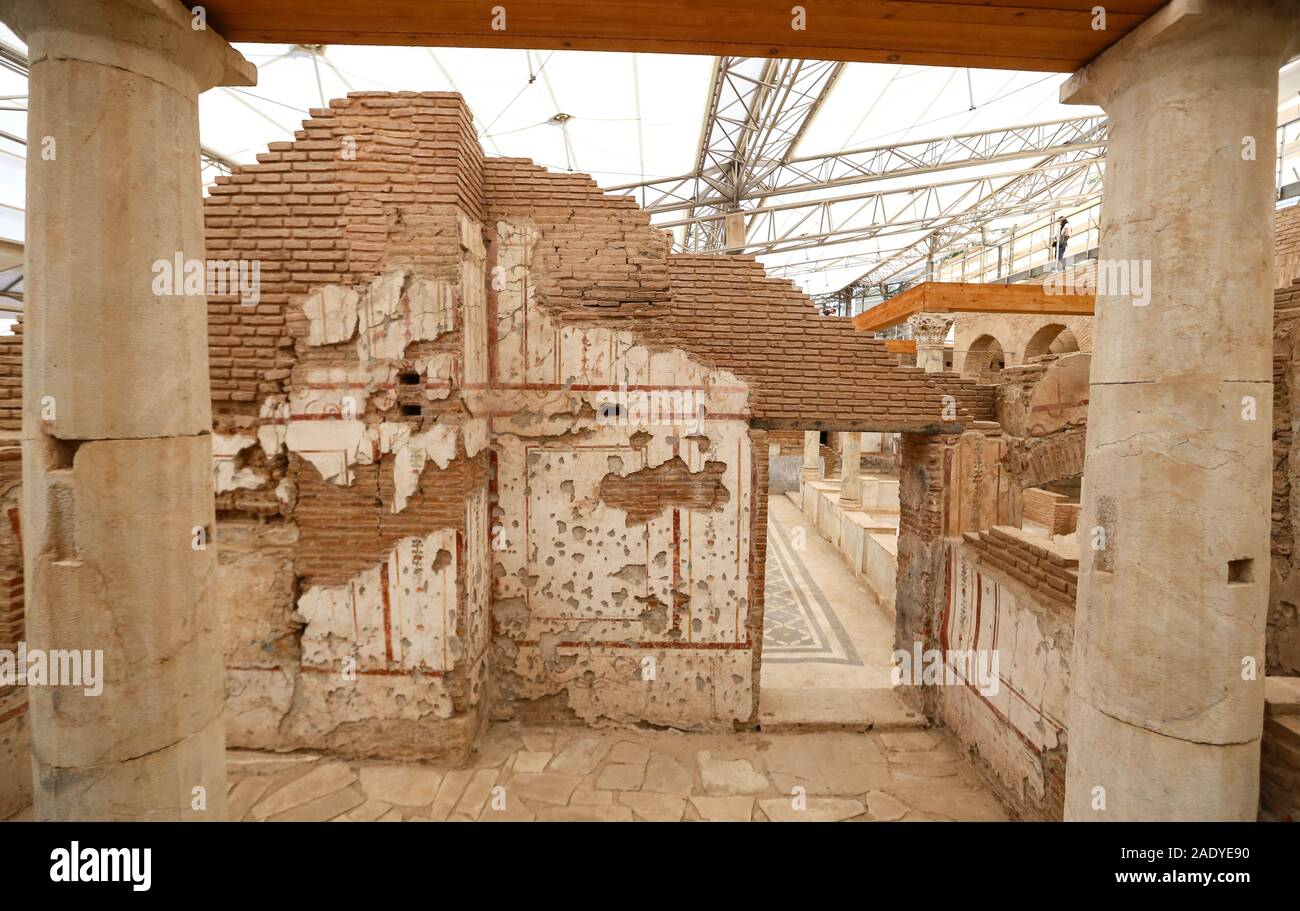 Terrace Houses in Ephesus Ancient City, Izmir City, Turkey Stock Photo ...