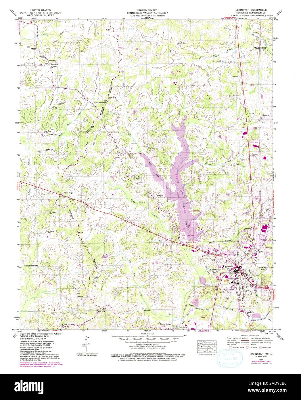 USGS TOPO Map Tennessee TN Lexington 148536 1950 24000 Restoration ...