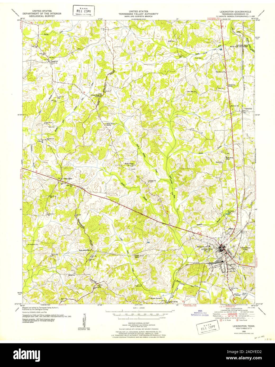 USGS TOPO Map Tennessee TN Lexington 150017 1950 24000 Restoration ...