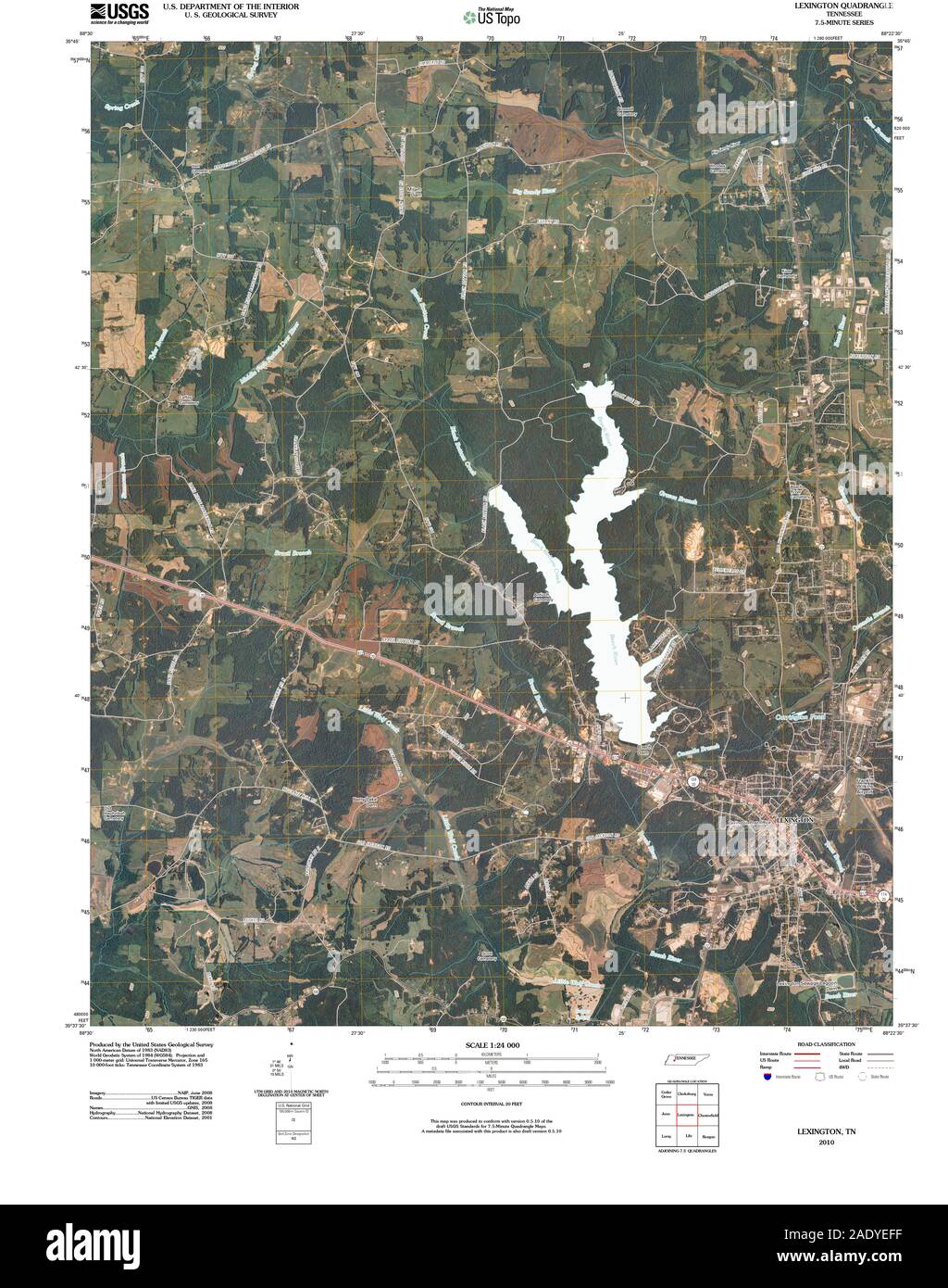 USGS TOPO Map Tennessee TN Lexington 20100426 TM Restoration Stock ...
