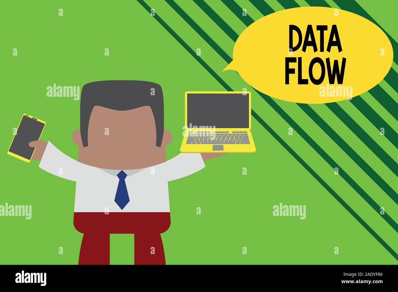 Conceptual hand writing showing Data Flow. Concept meaning the movement of data through a system ...