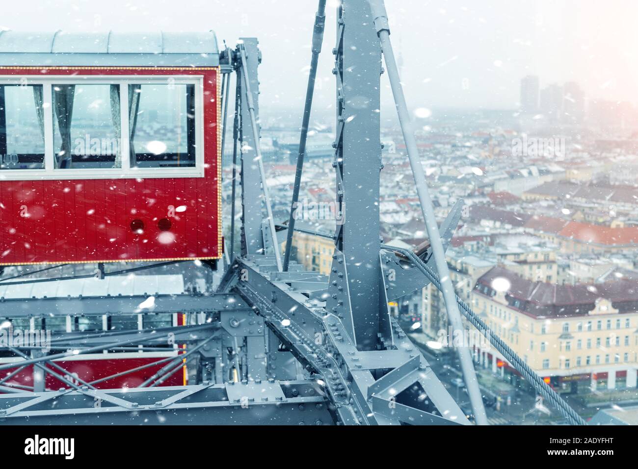 aerial panoramic citiscape view of Vienna from top of Prater amusement ...