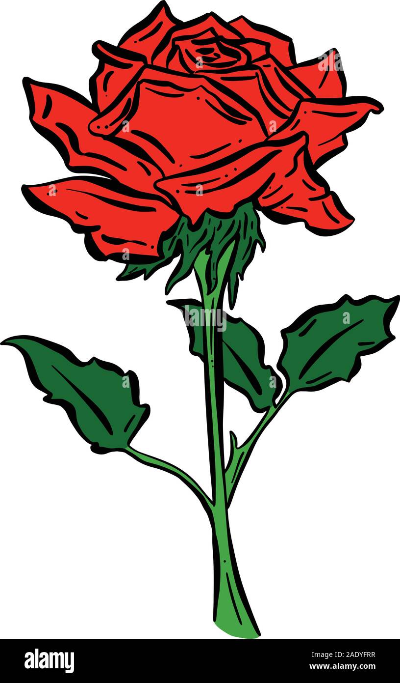 Abstract Cartoon Rose Illustration Vector Flower Icon for Logo Stock ...