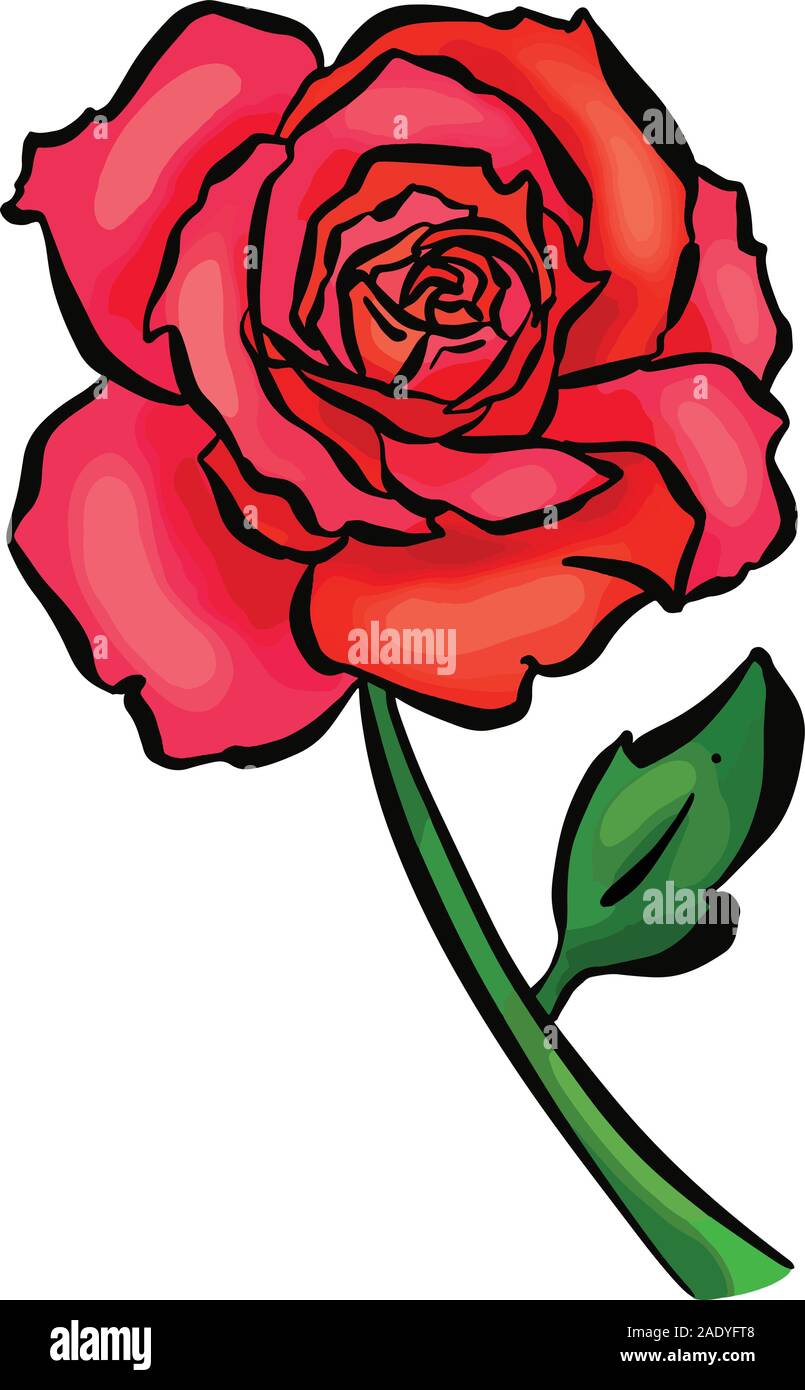 Abstract Cartoon Rose Illustration Vector Flower Icon for Logo Stock ...