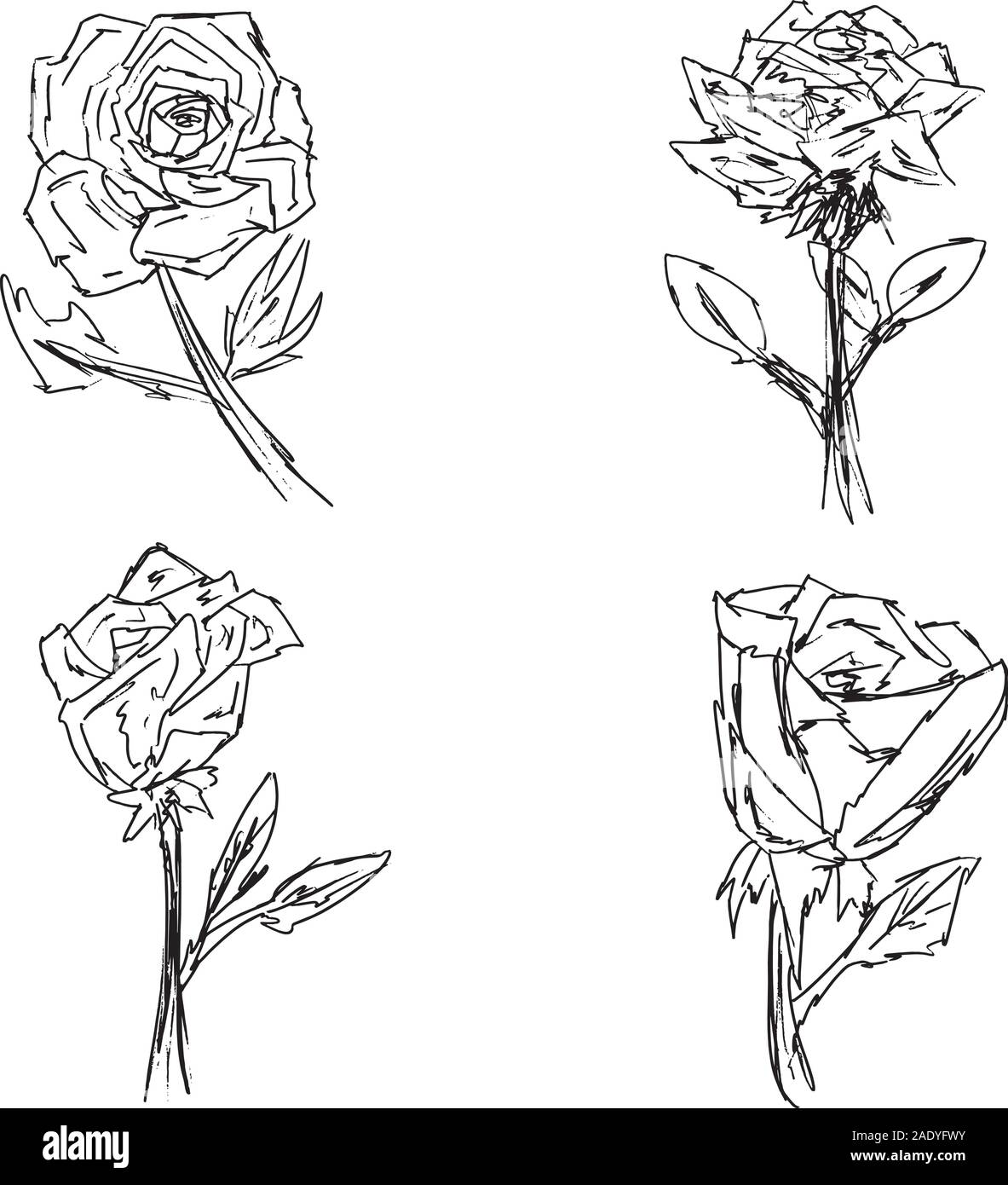 Abstract Cartoon Rose Illustration Vector Flower Icon for Logo Stock ...