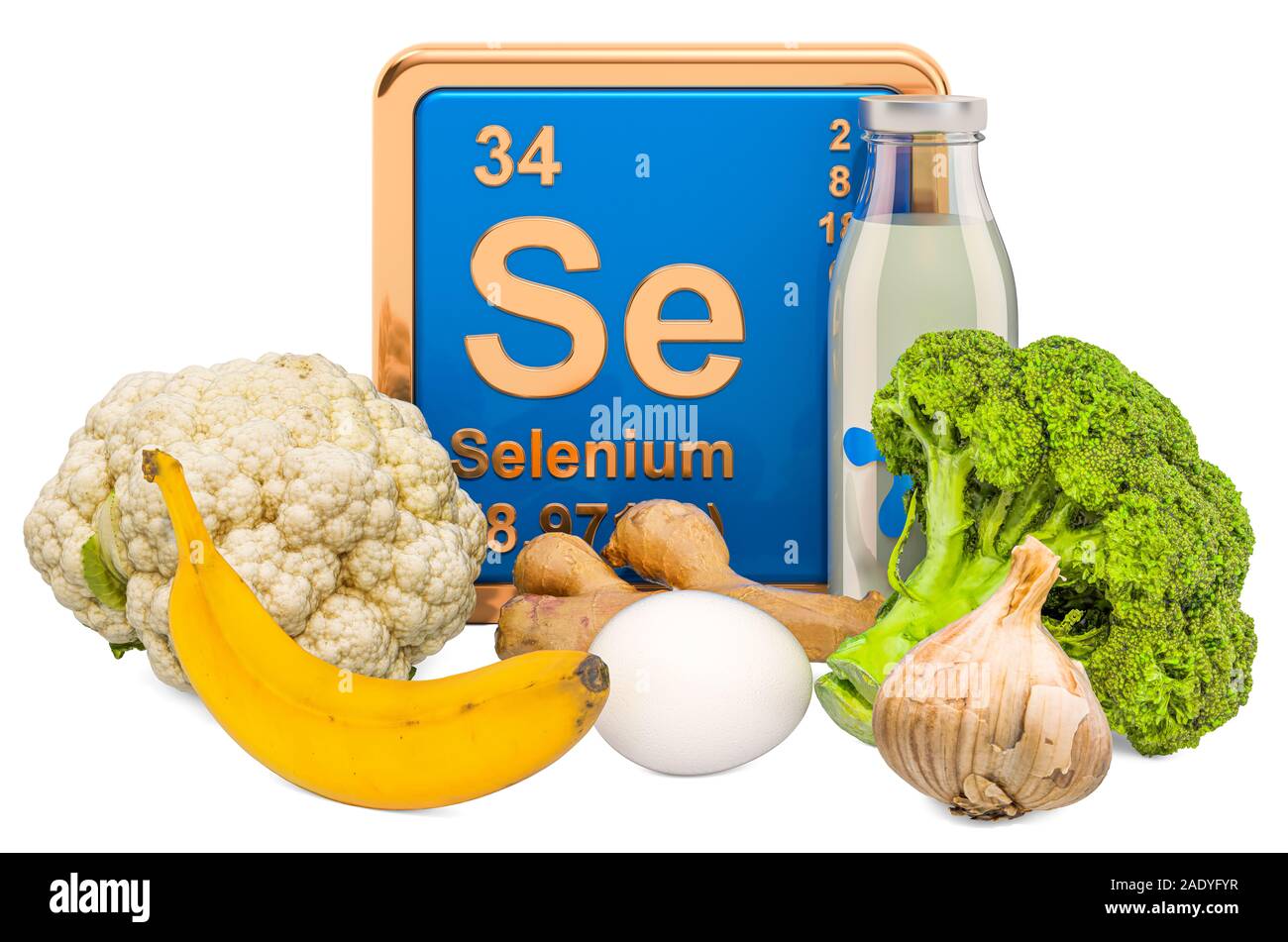 Foods Highest in Selenium, 3D rendering isolated on white background ...