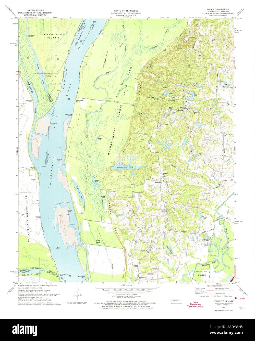 USGS TOPO Map Tennessee TN Locke 149975 1970 24000 Restoration Stock ...