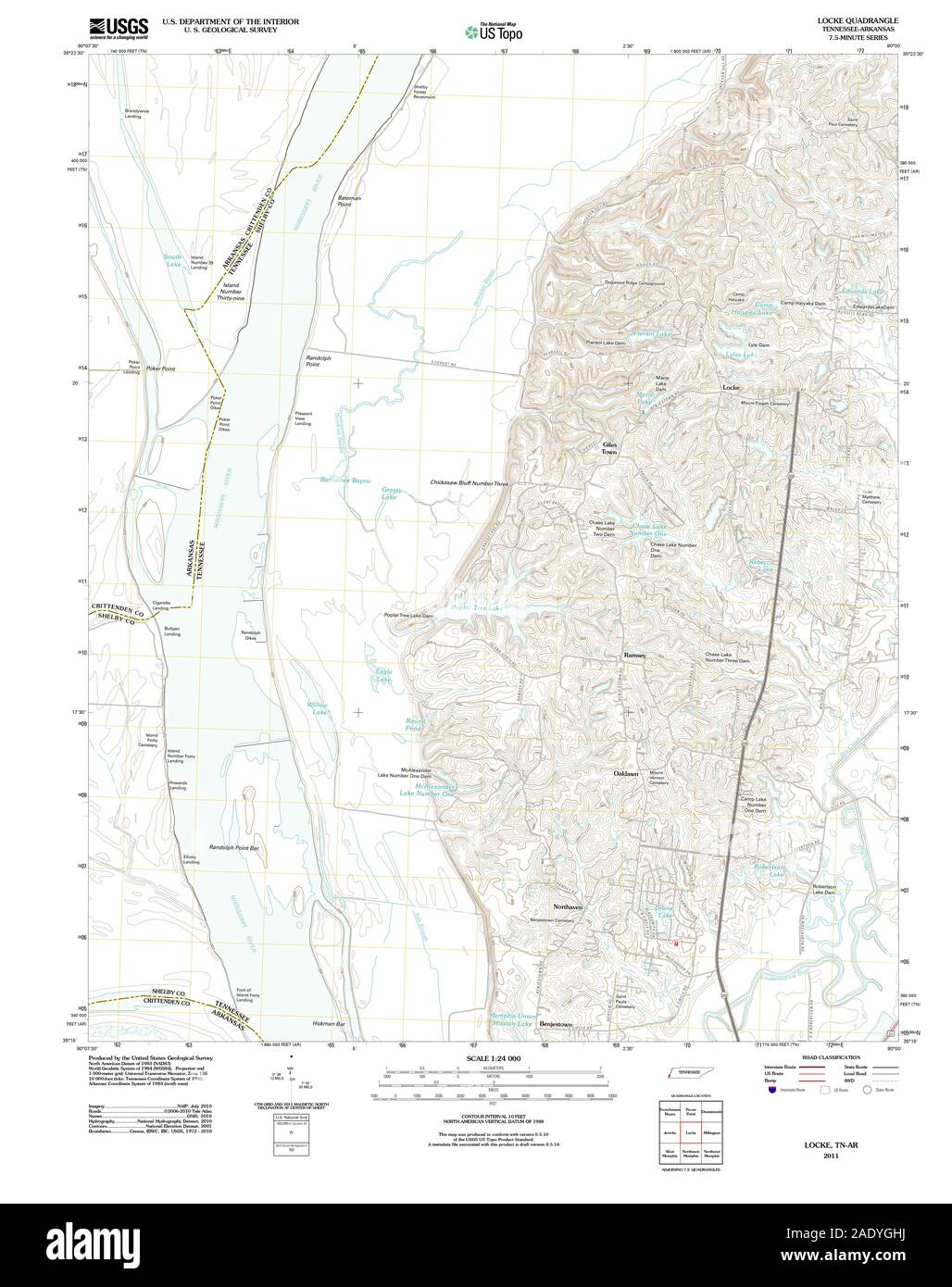 USGS TOPO Map Tennessee TN Locke 20110803 TM Restoration Stock Photo ...