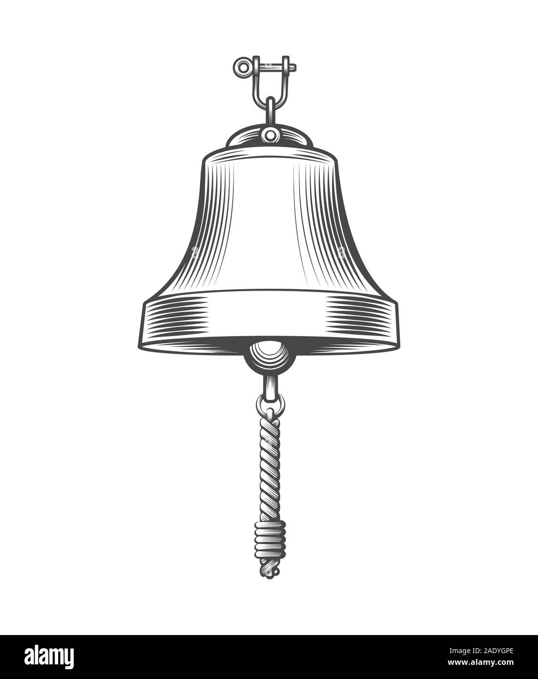 Ship Bell drawn in engraving style. Vector illustration Stock Vector ...