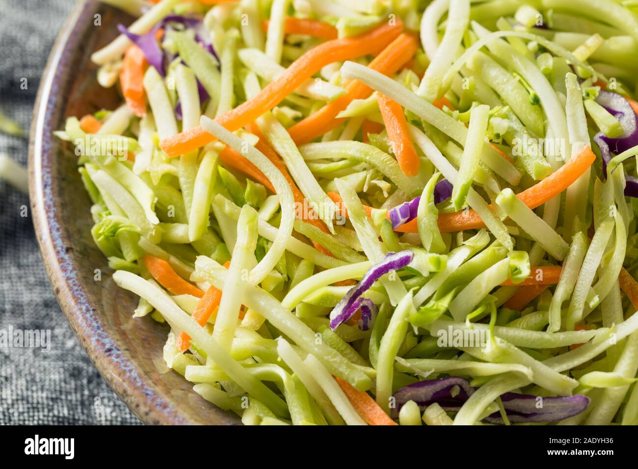 Raw Organic Shredded Broccoli Slaw Ready to Eat Stock Photo - Alamy