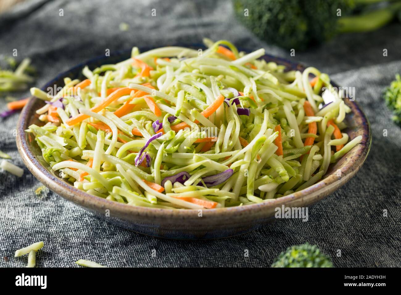 Raw Organic Shredded Broccoli Slaw Ready to Eat Stock Photo - Alamy