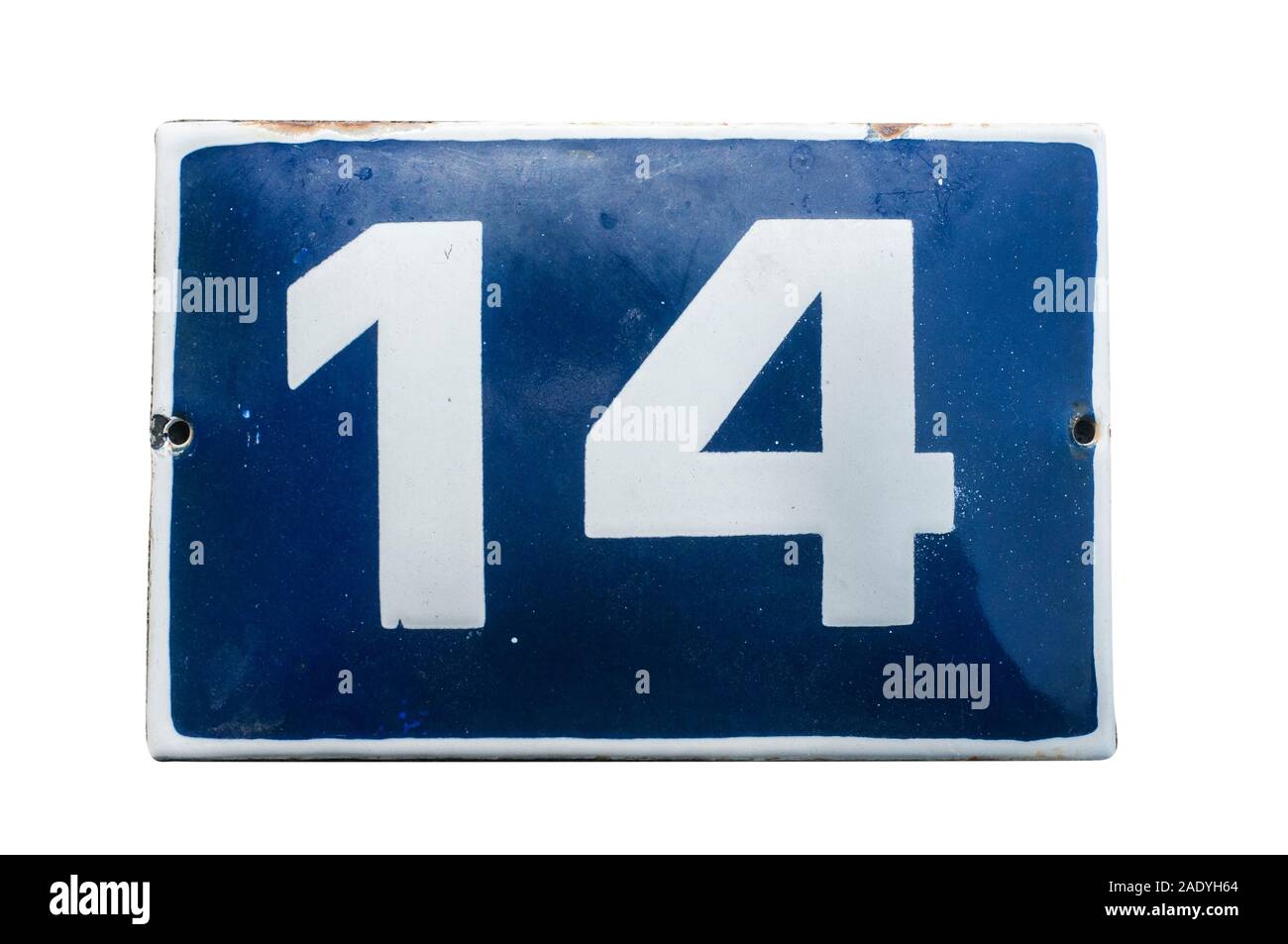 Weathered grunge square metal enameled plate of number of street ...