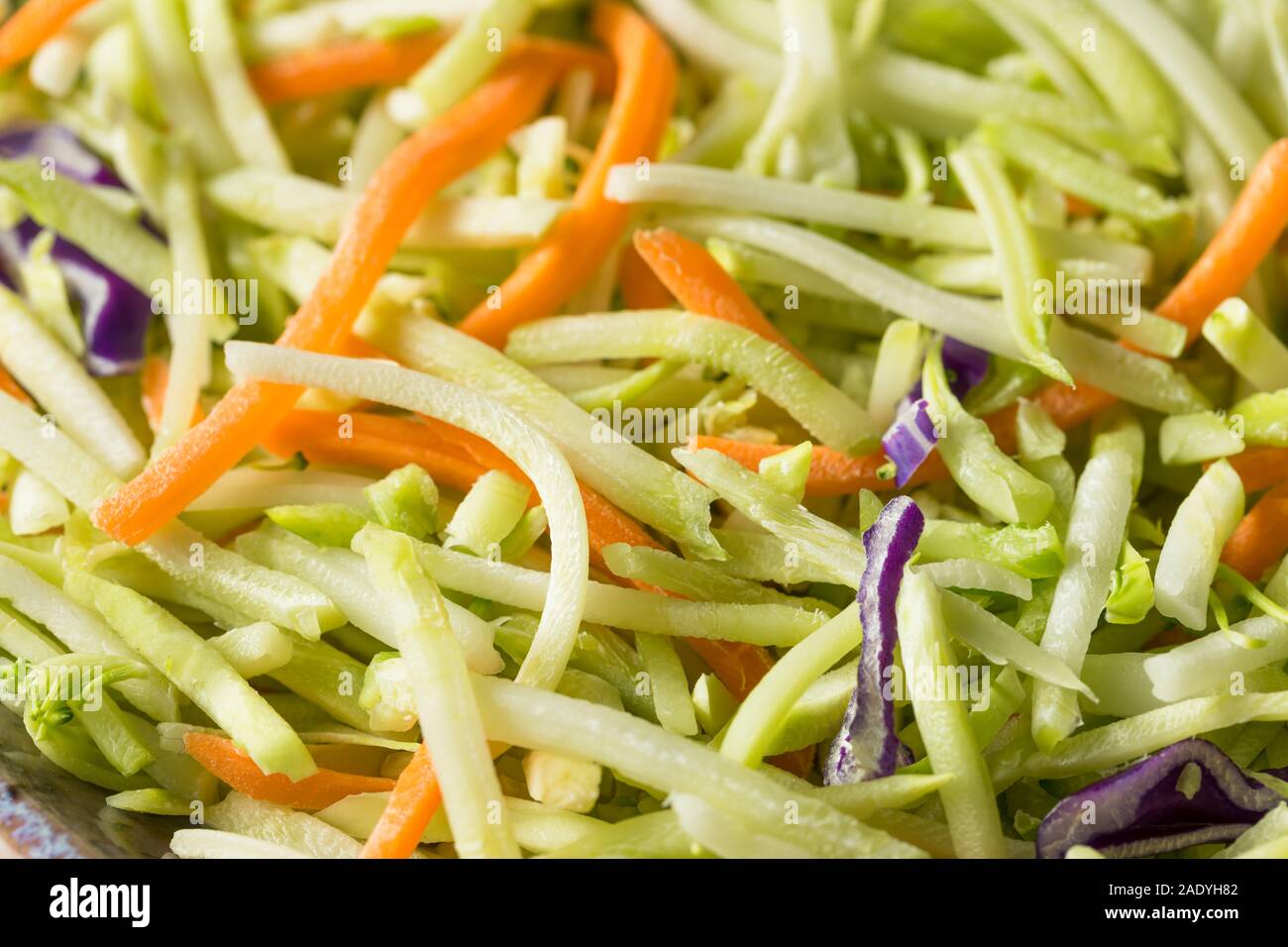 Raw Organic Shredded Broccoli Slaw Ready to Eat Stock Photo - Alamy