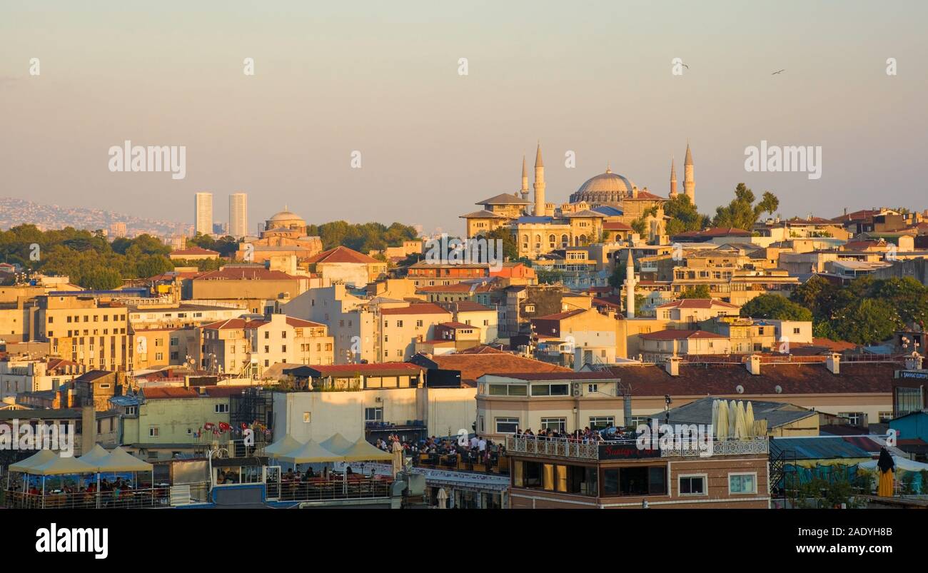 Istanbul, Turkey - September 7th 2019. A panorama of Istanbul in the ...