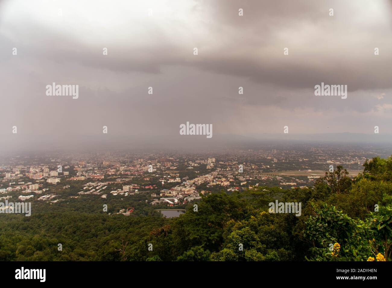 Storms and rain clouds over the city of Chiang Mai in Thailand Stock ...