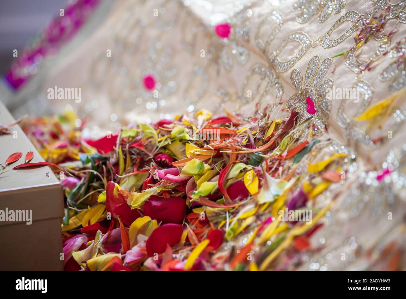 Indian sikh traditional ceremony ritual items, donation box, hands ...