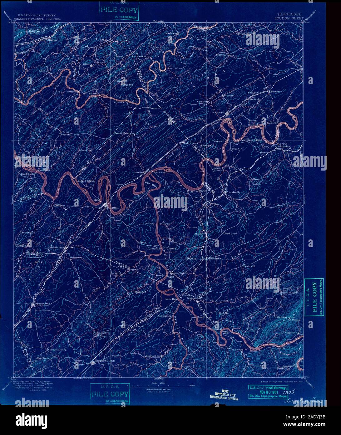 USGS TOPO Map Tennessee TN Loudon 153516 1895 125000 Inverted ...