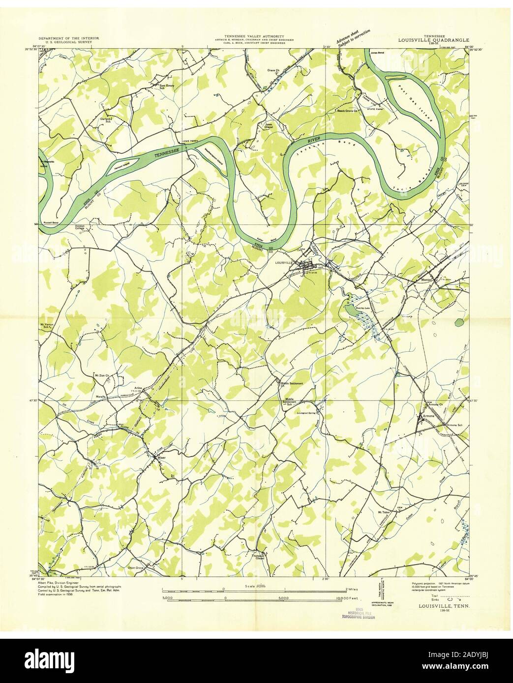 USGS TOPO Map Tennessee TN Louisville 149008 1936 24000 Restoration ...