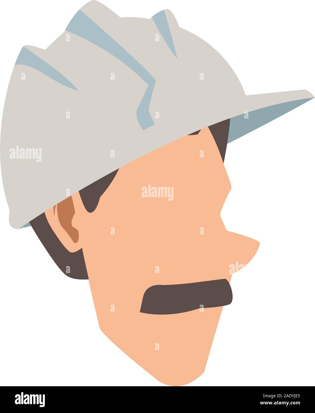 cartoon man with mustache and safety helmet icon, colorful design Stock ...