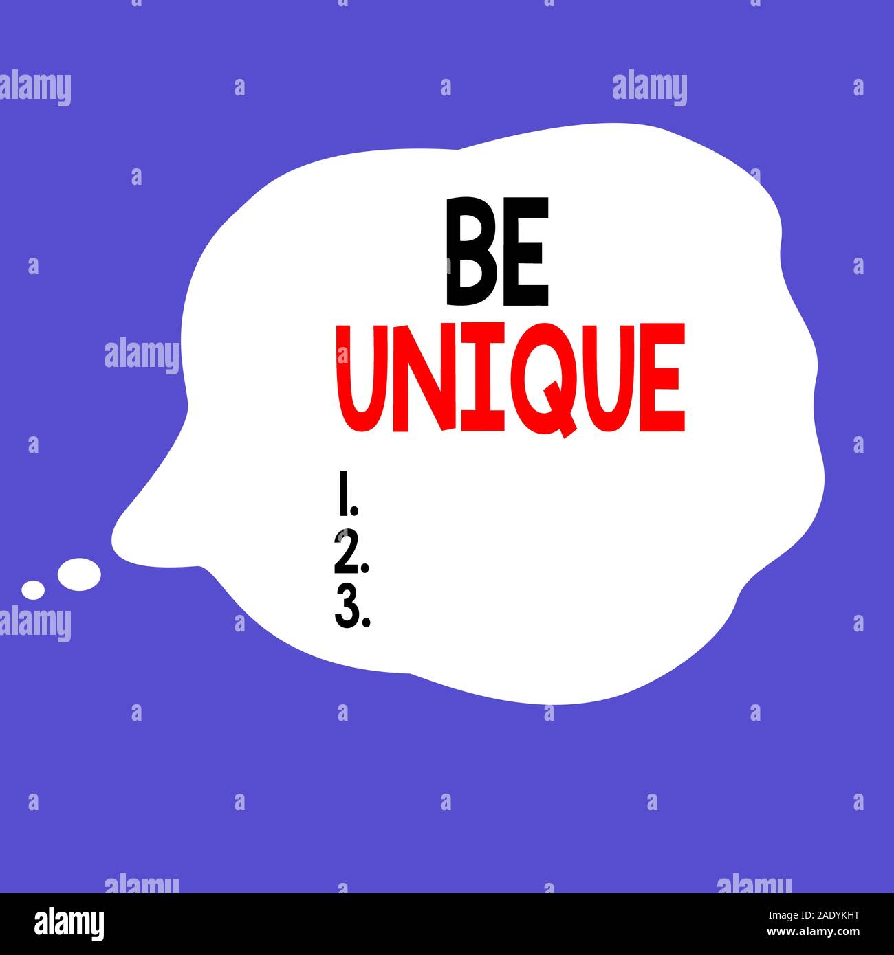 Writing note showing Be Unique. Business concept for being the only one ...