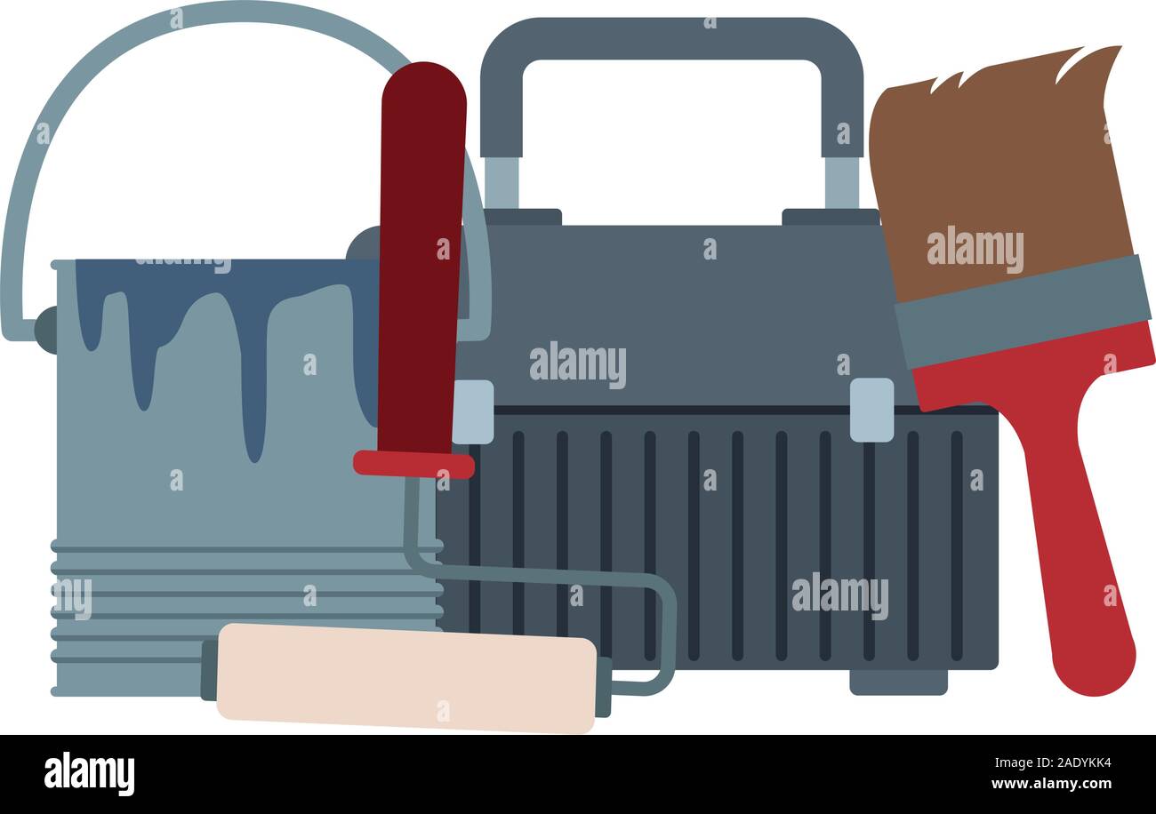 tools box with paint bucket and tools Stock Vector Image & Art - Alamy