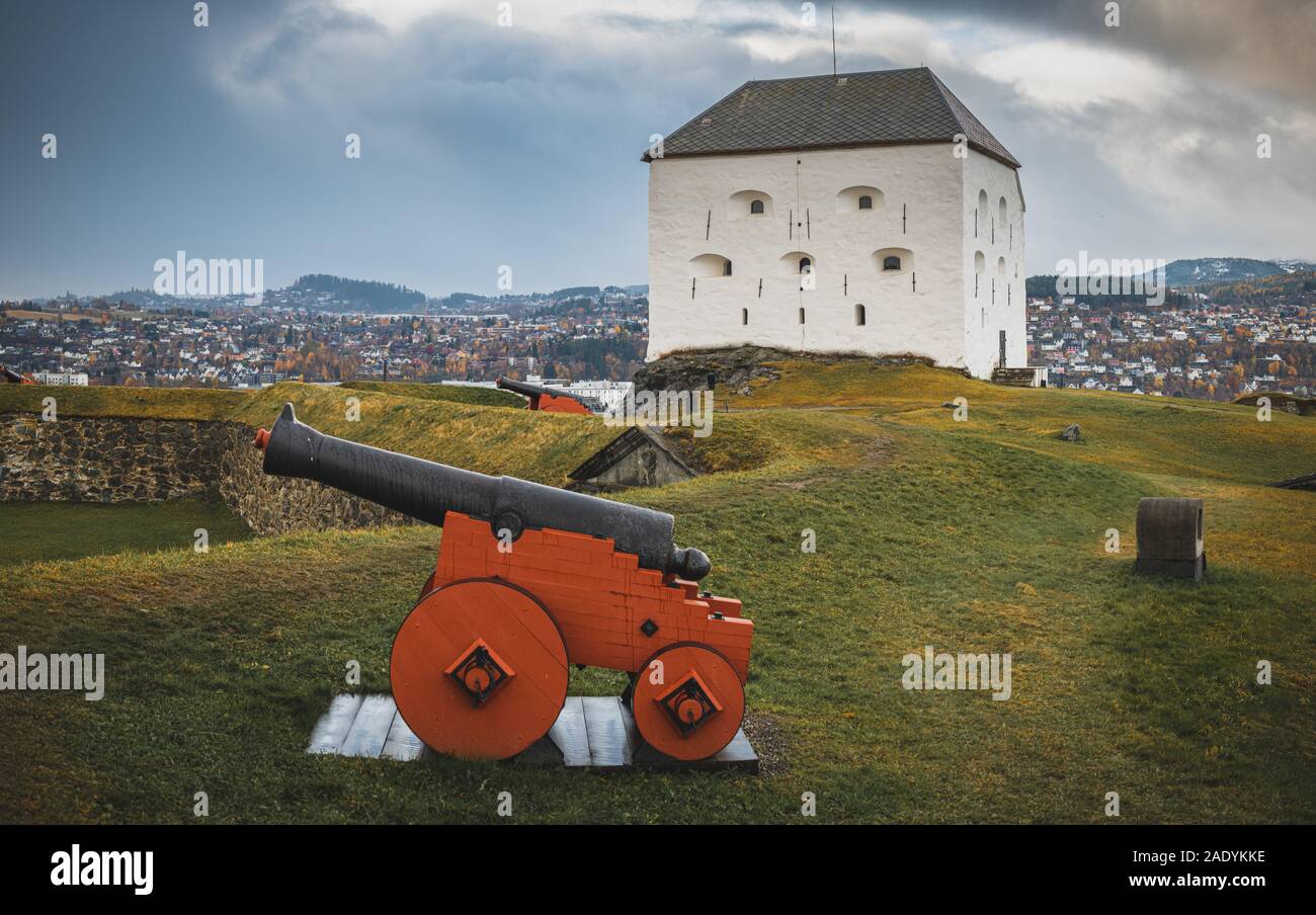 Touristic attraction and musem Kristiansten Festning - old fort on the ...