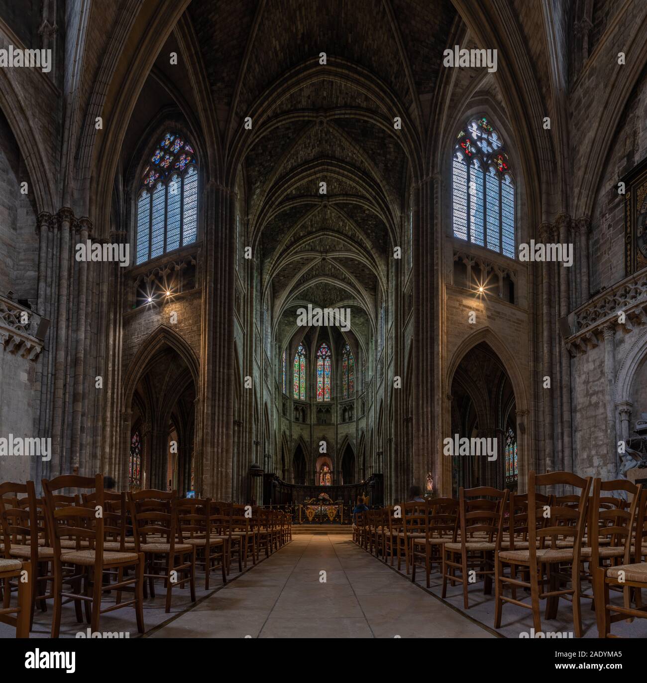 A panorama picture of the Bordeaux Cathedral's interior Stock Photo - Alamy