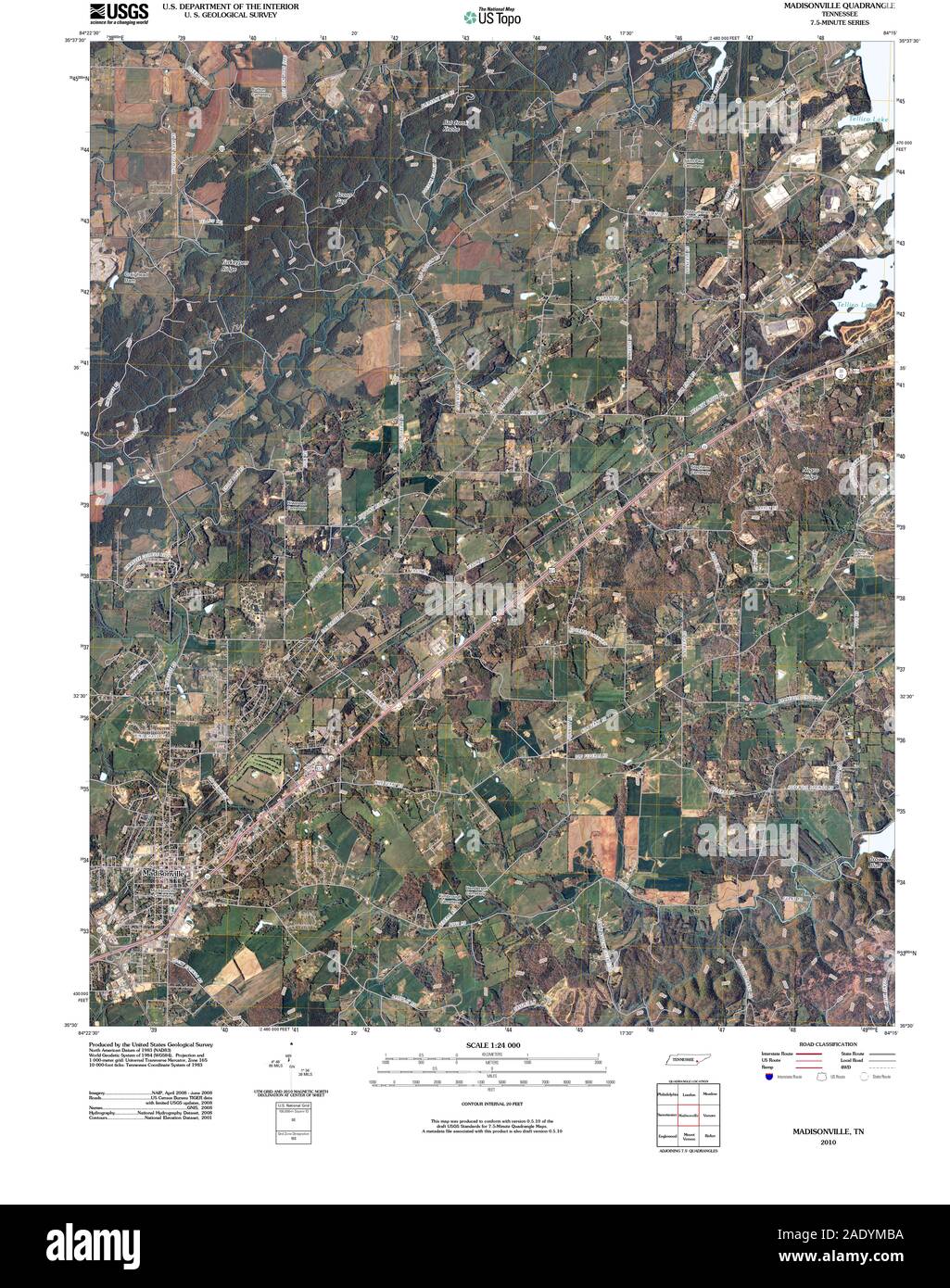 USGS TOPO Map Tennessee TN Madisonville 20100519 TM Restoration Stock ...