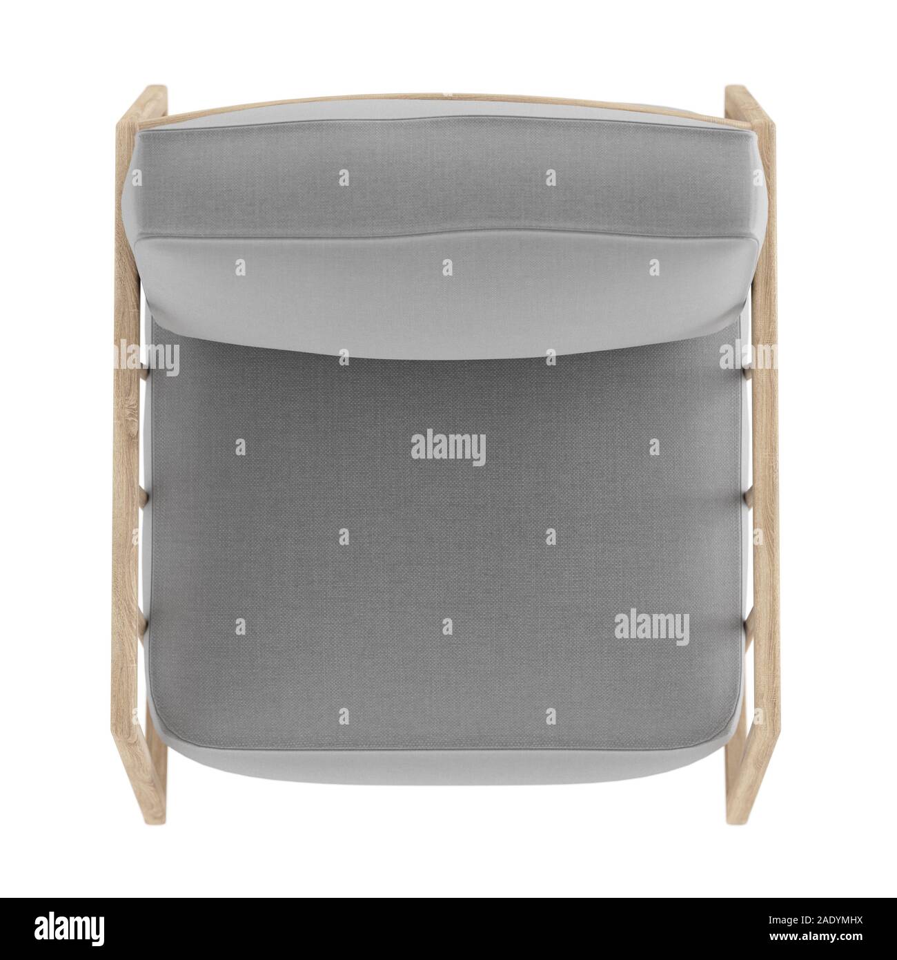 Gray soft rocking chair made of fabric on isolated background top view ...