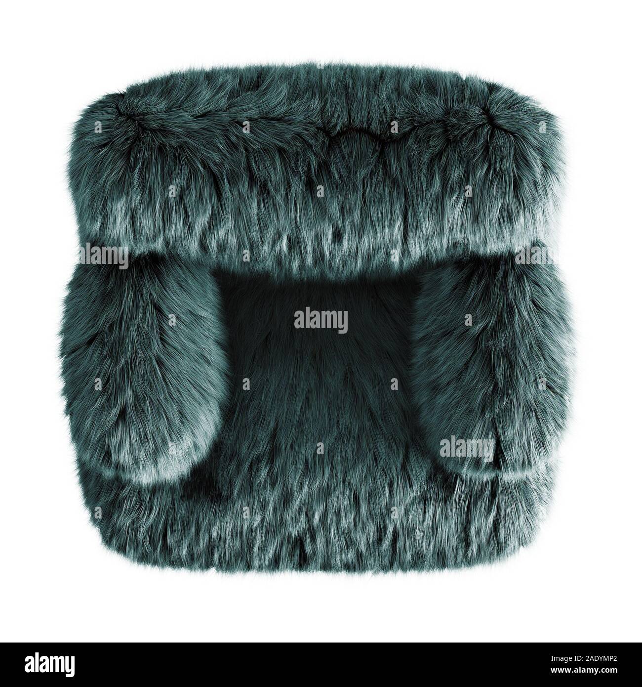 Beautiful green fluffy armchair made of wool on isolated background top ...