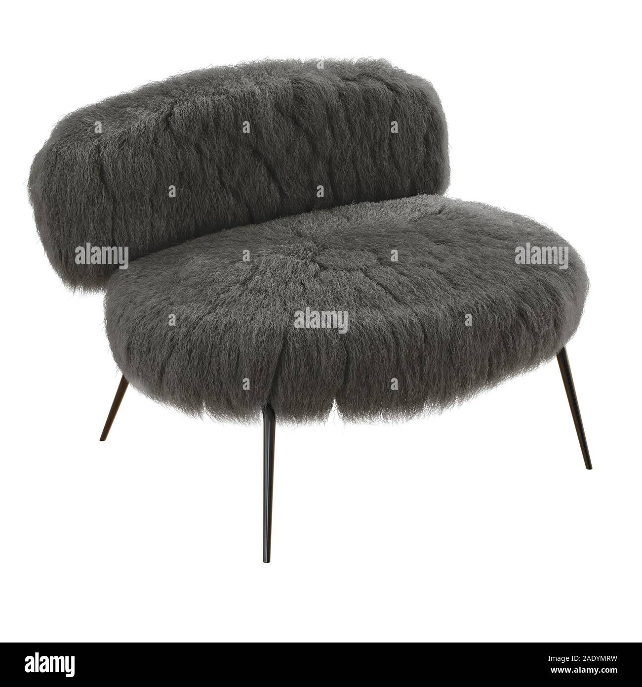Beautiful gray fluffy chair made of wool top view on isolated ...