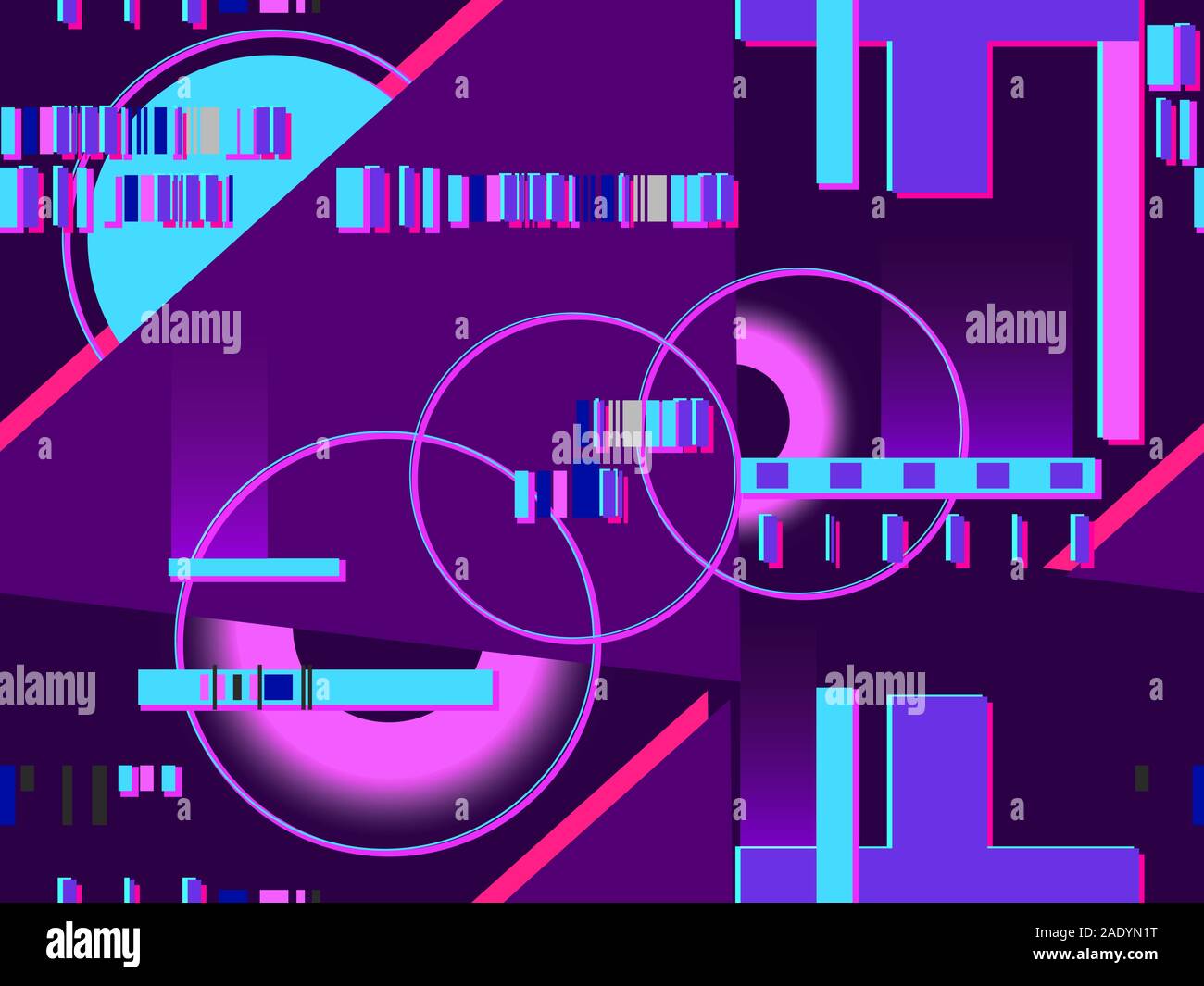 Cyberpunk seamless pattern. Retro futurism of the 80s. Neon round and ...
