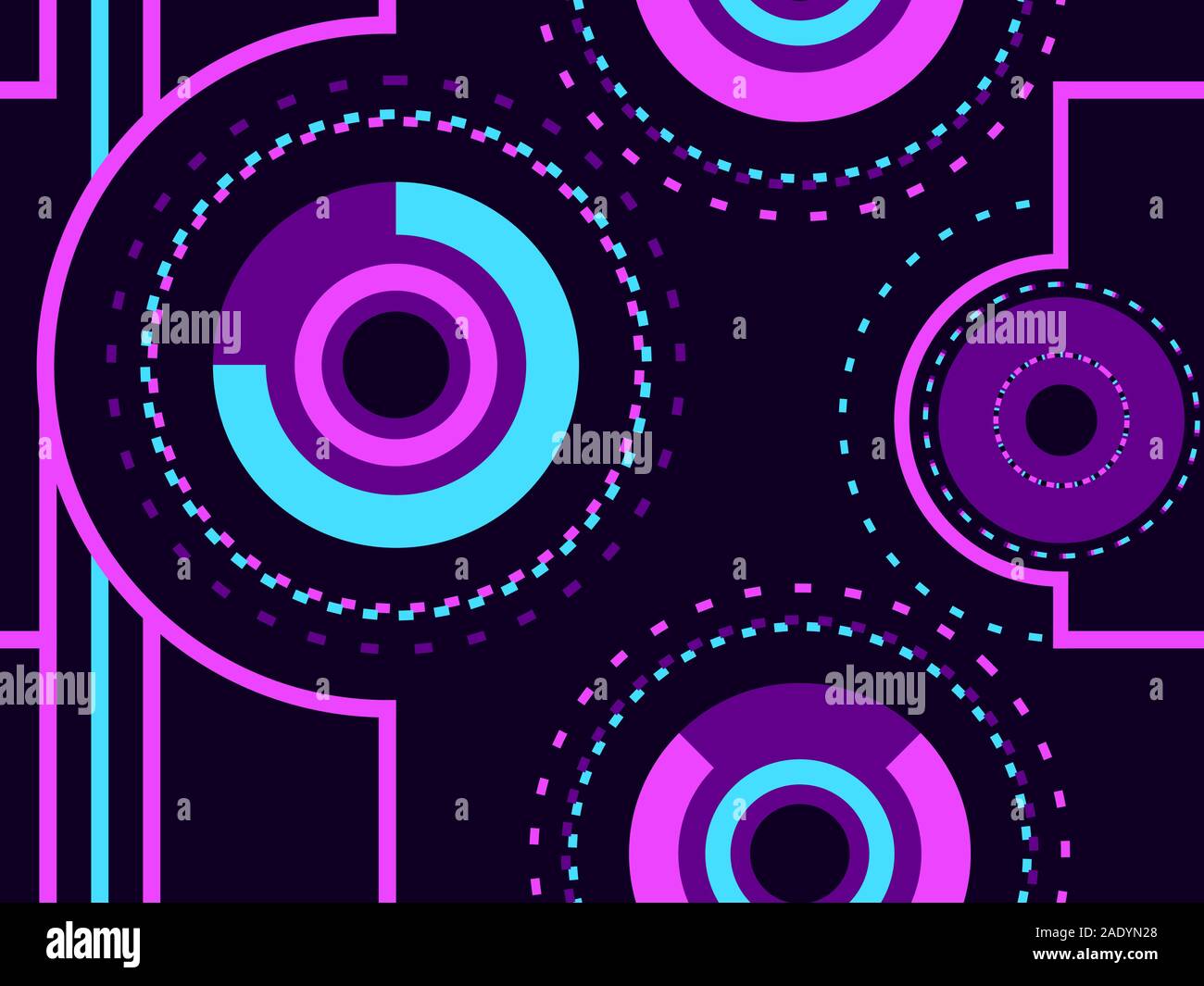 Seamless pattern in cyberpunk style, 80s retro futurism. Linear art and ...