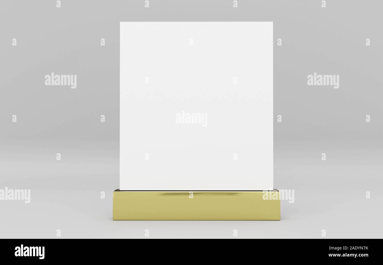 stand up mock up blank empty card with golden stand with space for your ...