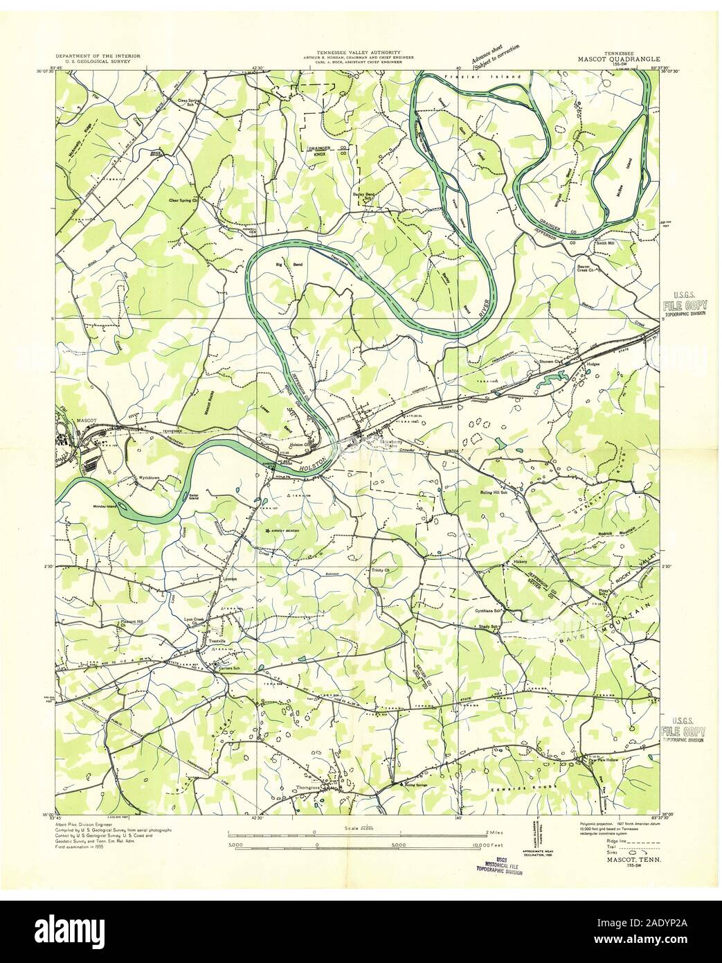 USGS TOPO Map Tennessee TN Mascot 149085 1935 24000 Restoration Stock ... USGS TOPO Map Tennessee TN Mascot 149085 1935 24000 Restoration Stock ...