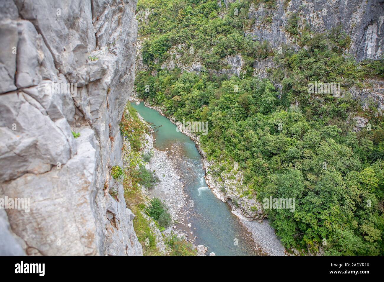 aerial view of cliff and flowing river Stock Photo - Alamy