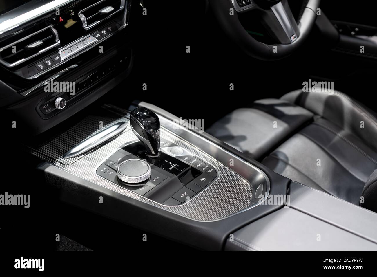Luxury of car interior at transmission shift gear area. Modern car ...