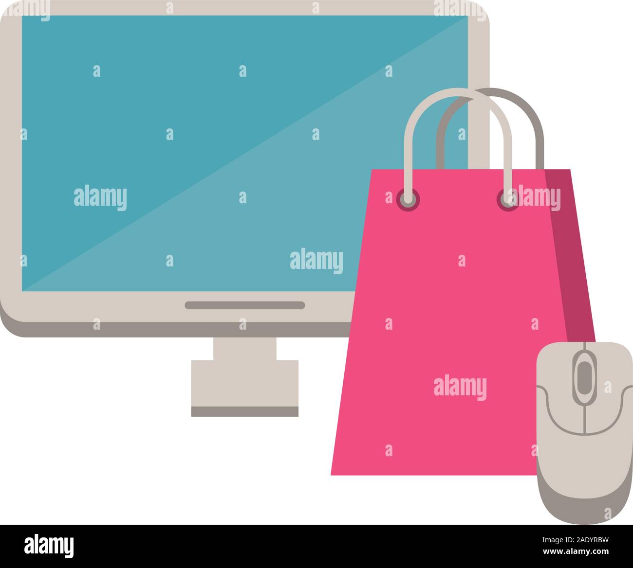 desktop computer with shopping bag and mouse Stock Vector Image & Art ...