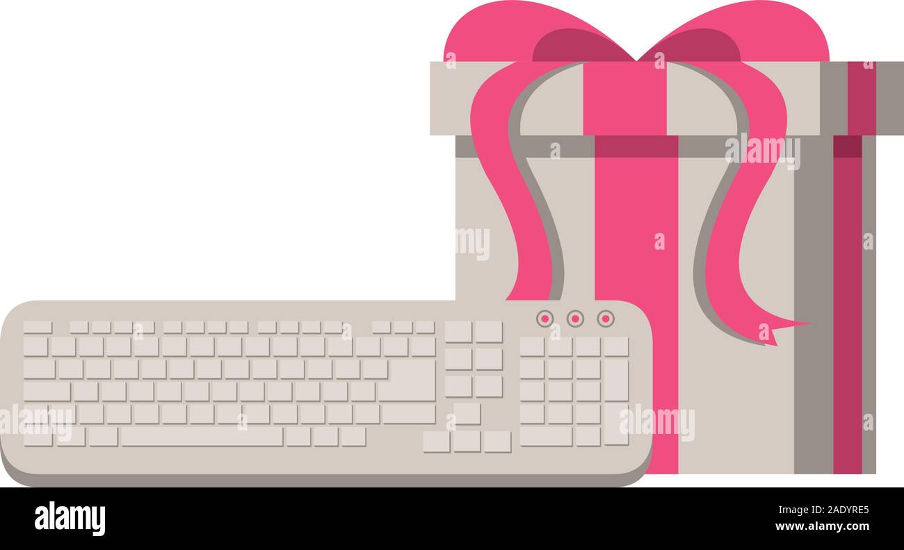 gift box present with computer keyboard Stock Vector Image & Art - Alamy