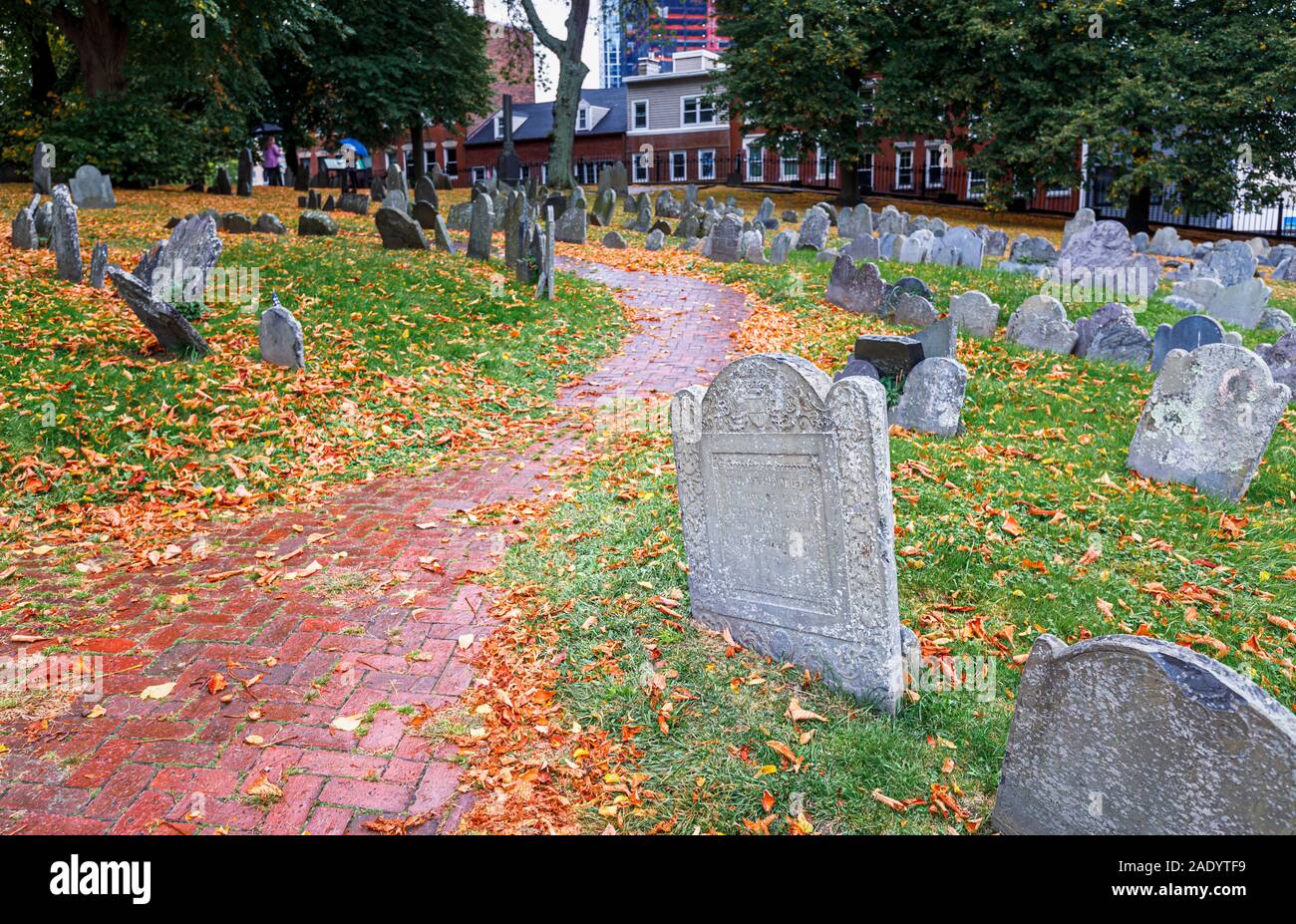 Gravestones at Copp's Hill Burying Ground, Boston, Massachusetts, New England, USA, established ...