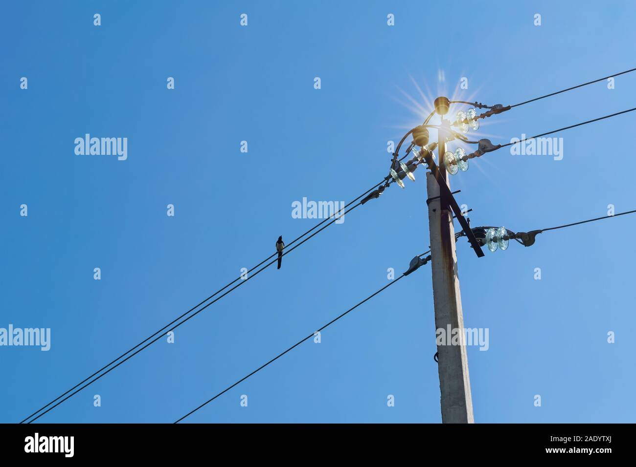 Close up of overhead power cables hi-res stock photography and images ...