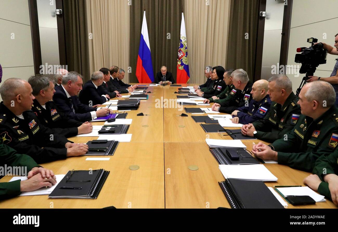 Russian President Vladimir Putin chairs a meeting with Defence Ministry ...