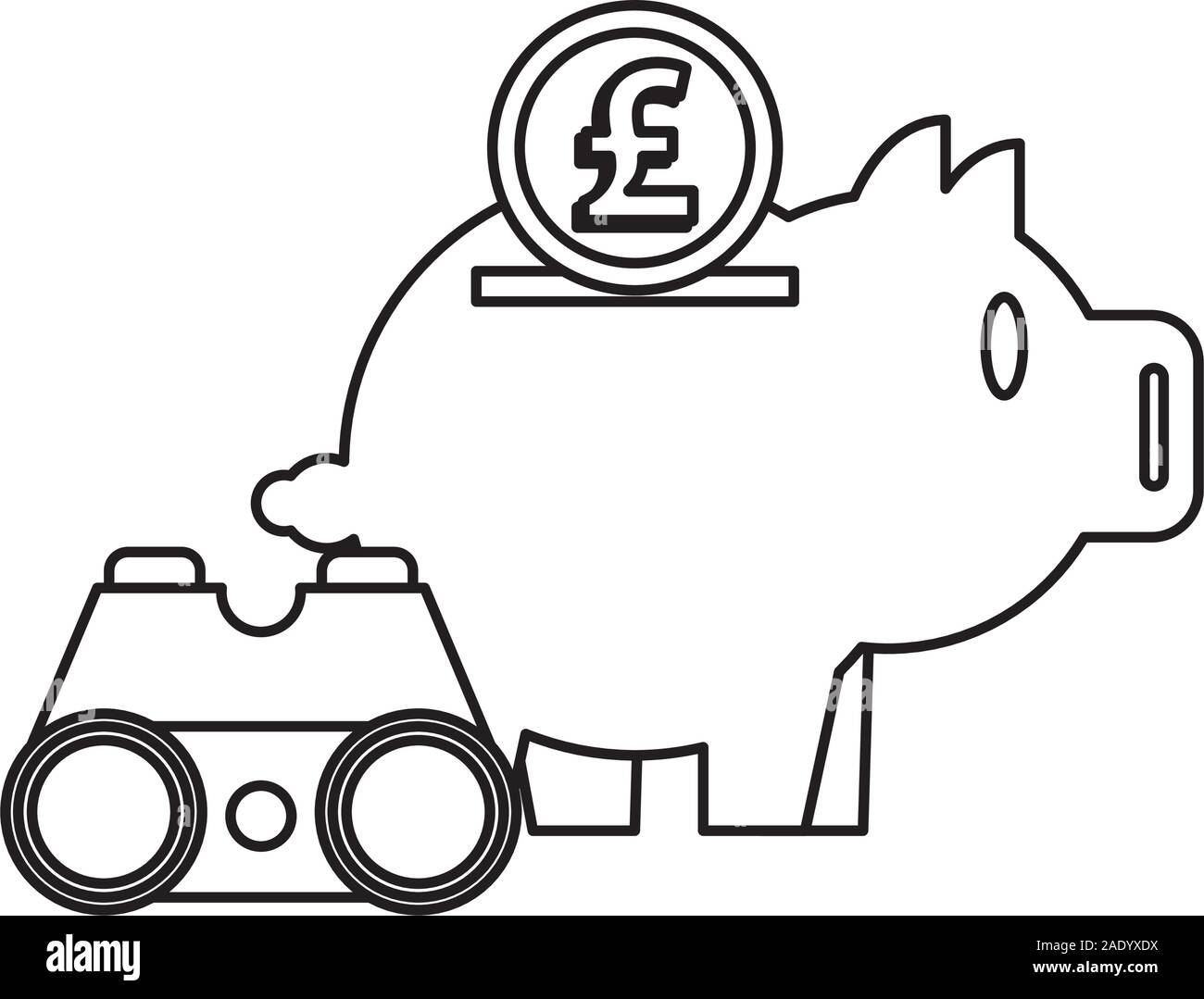 piggy savings with sterling pound and binoculars Stock Vector Image ... piggy savings with sterling pound and binoculars Stock Vector Image ...