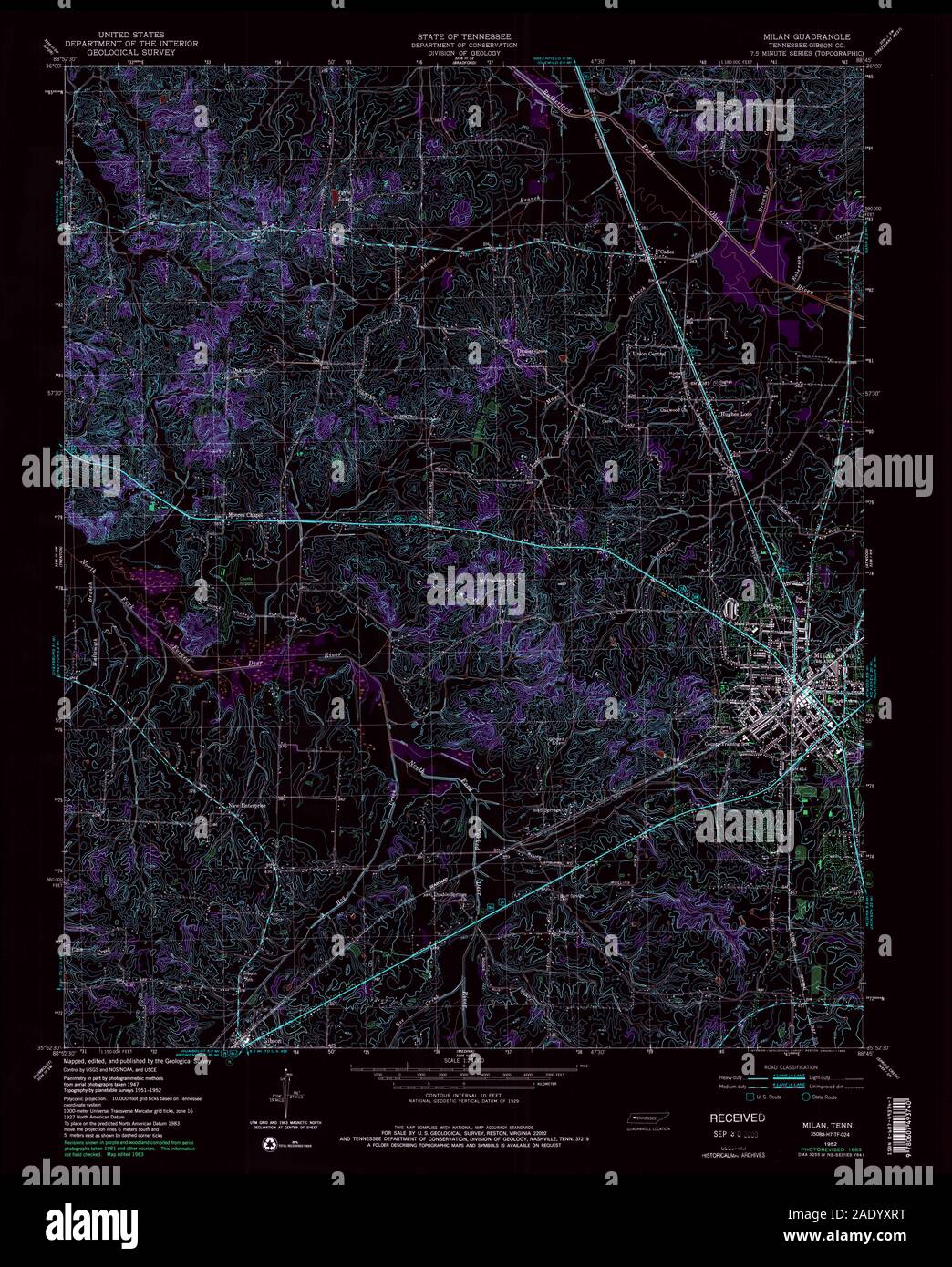 USGS TOPO Map Tennessee TN Milan 150059 1952 24000 Inverted Restoration ...